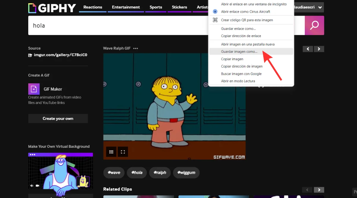 Cómo descargar un GIF de Giphy