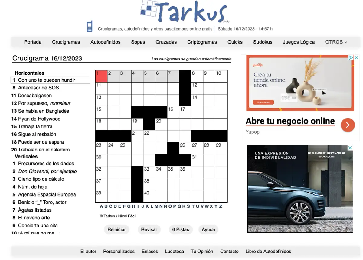 Páginas web para hacer crucigramas en Internet