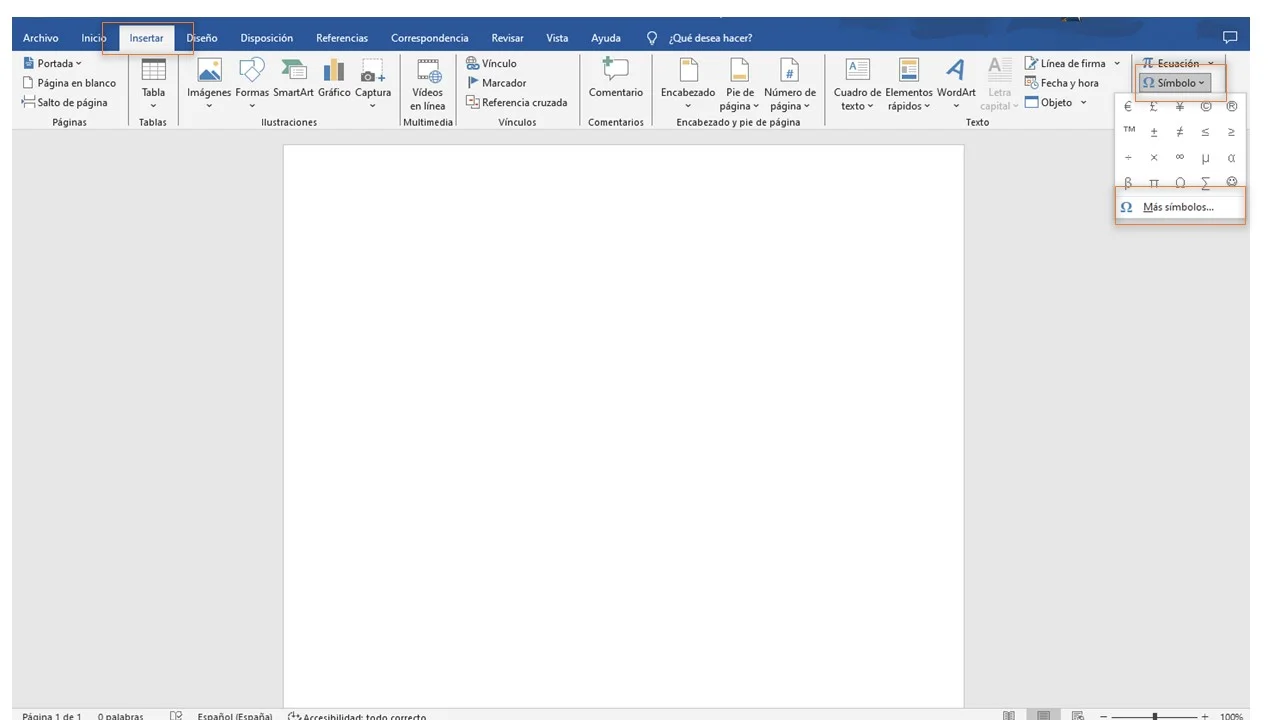 Cómo poner símbolos matemáticos en Word