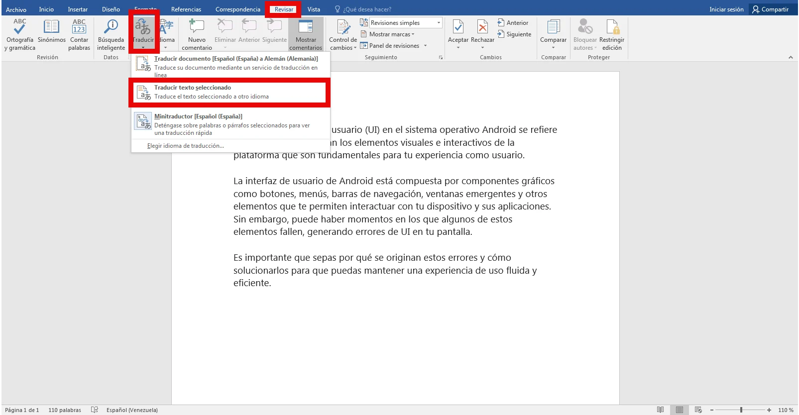 Cómo traducir documentos en Word