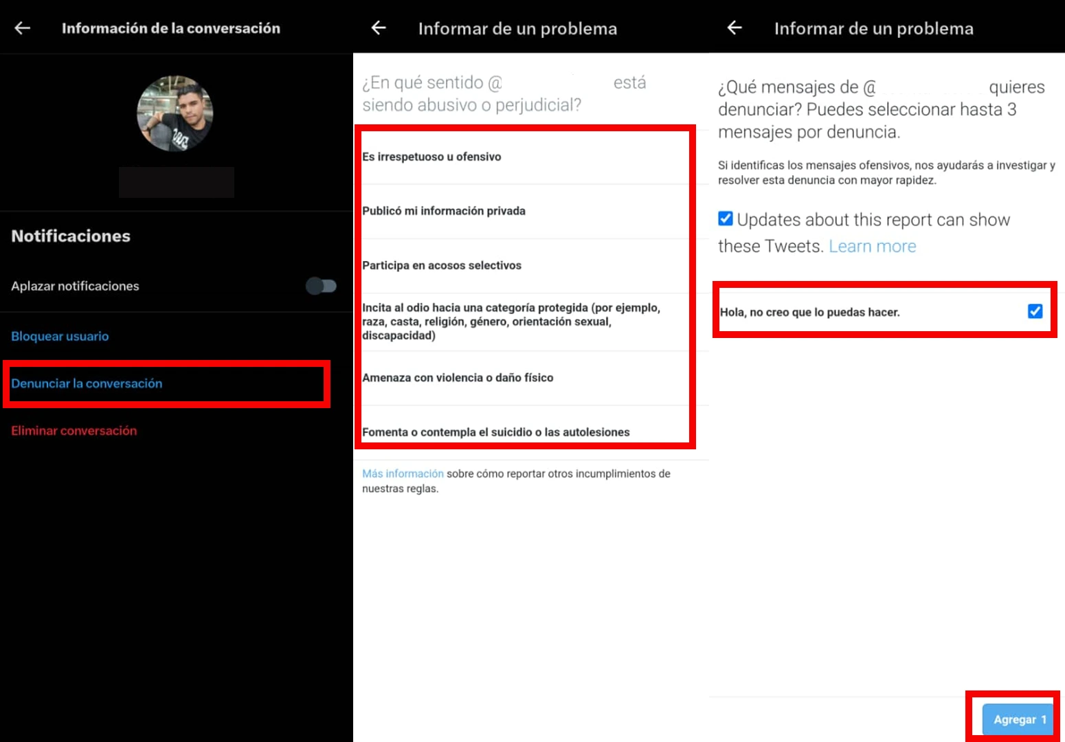 Cómo denunciar un mensaje o a un usuario en X