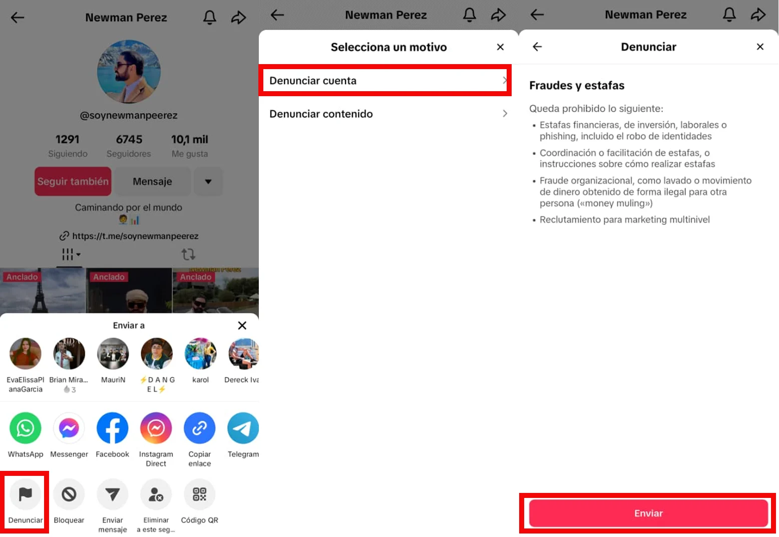 Cómo denunciar a alguien en TikTok