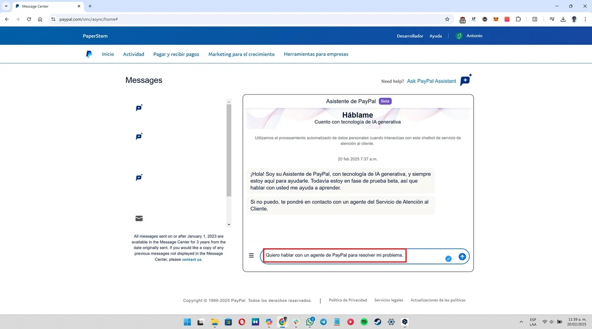 Cómo contactar con PayPal