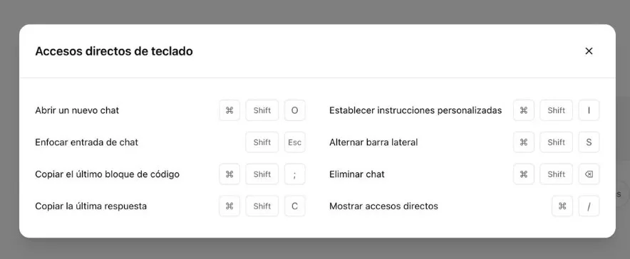 Atajos de teclado para usar ChatGPT Atajos de teclado para usar ChatGPT