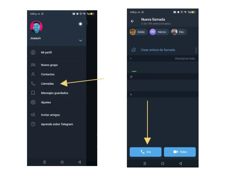Cómo hacer llamadas y videollamadas en Telegram