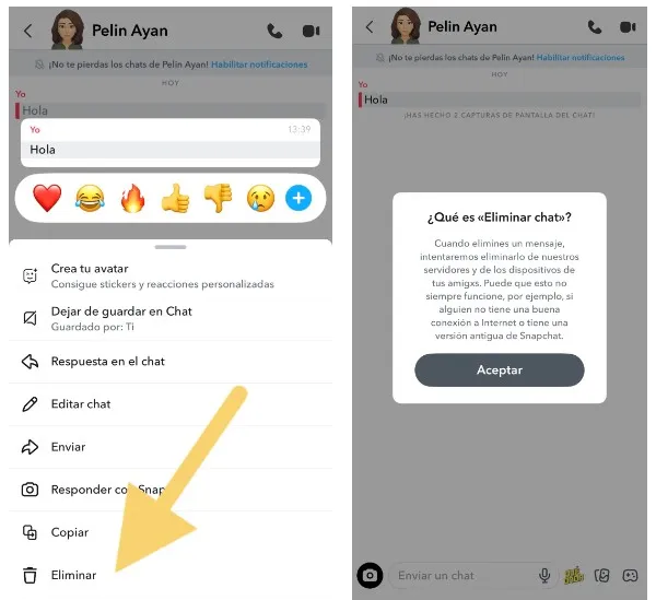 Cómo eliminar mensajes en Snapchat
